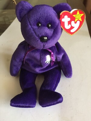 1977 Princess Beanie Baby Ty Purple Bear First Edition PE Pellets No ...