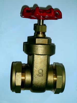 54mm Brass Gate Valve With Red Handle Copper x Copper Compression | eBay