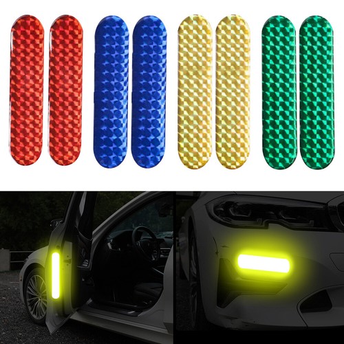 2 PCS Car Reflective Sticker Alarm Warning Tape Strips Door Decal Night ...