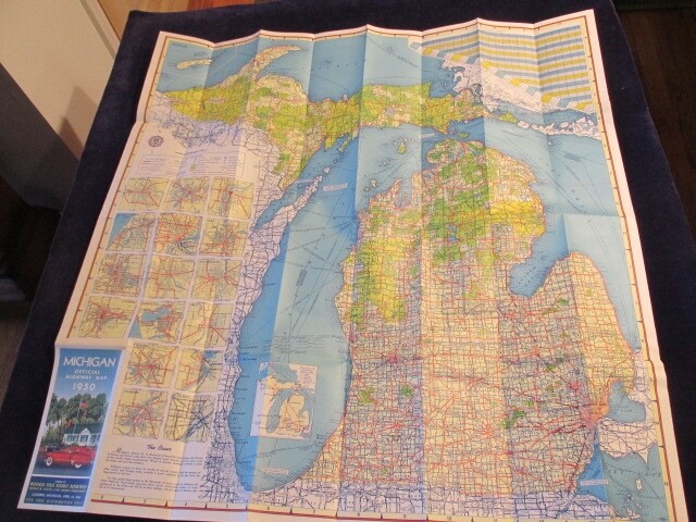 Vintage Official April 1 1950 Michigan Highway State Road Map NOS | eBay