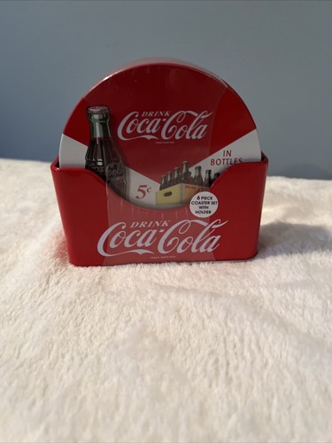 Coke 6 Pc Coaster Set with Standing Metal Holder, Red | eBay