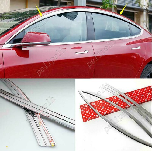 Chrome Window Visor Vent Shades Sun Rain Guard 4pcs For Tesla Model 3 ...