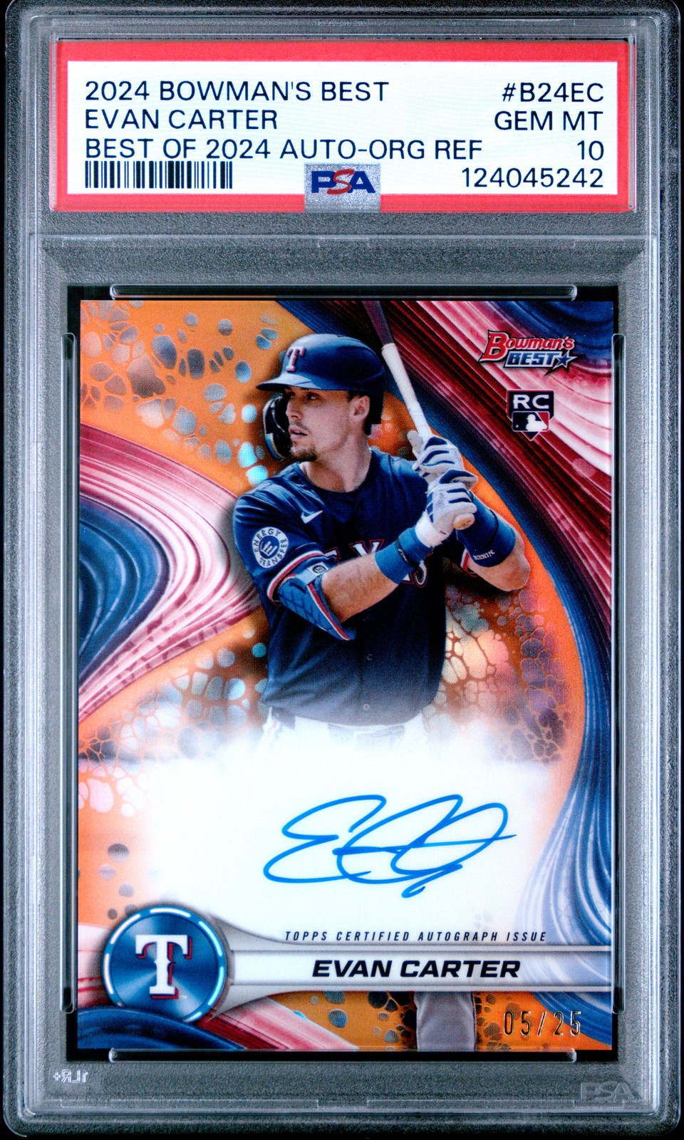 2024 BOWMAN'S BEST OF 2024 AUTO ORANGE REFRACTOR EVAN CARTER ROOKIE 5/ ...