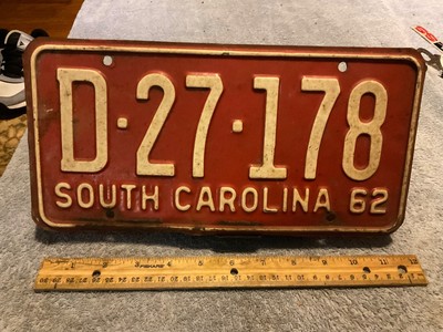 South Carolina SC License Plate 1962 D 27 178 | eBay