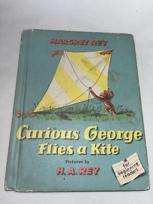 Vintage Curious George Flies A Kite 1958 First Edition Margret Rey ...