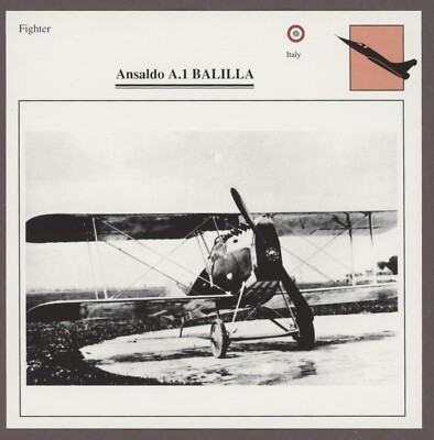 Ansaldo A.1 Balilla Edito Service Warplane Aircraft Military Card World ...