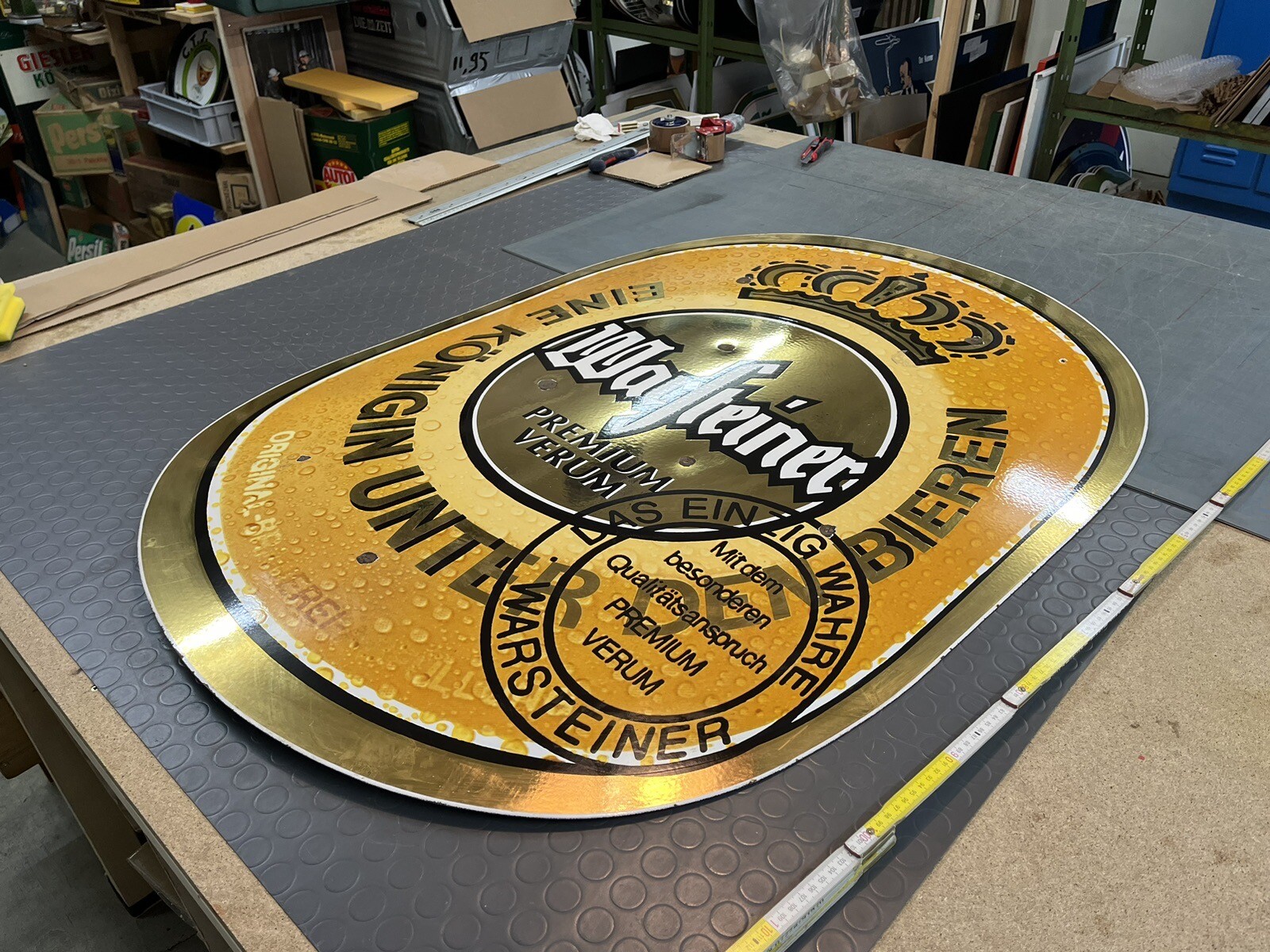 Warsteiner riesiges 1,2 m Emailschild Lagerschild von Boos & Hahn | eBay.de