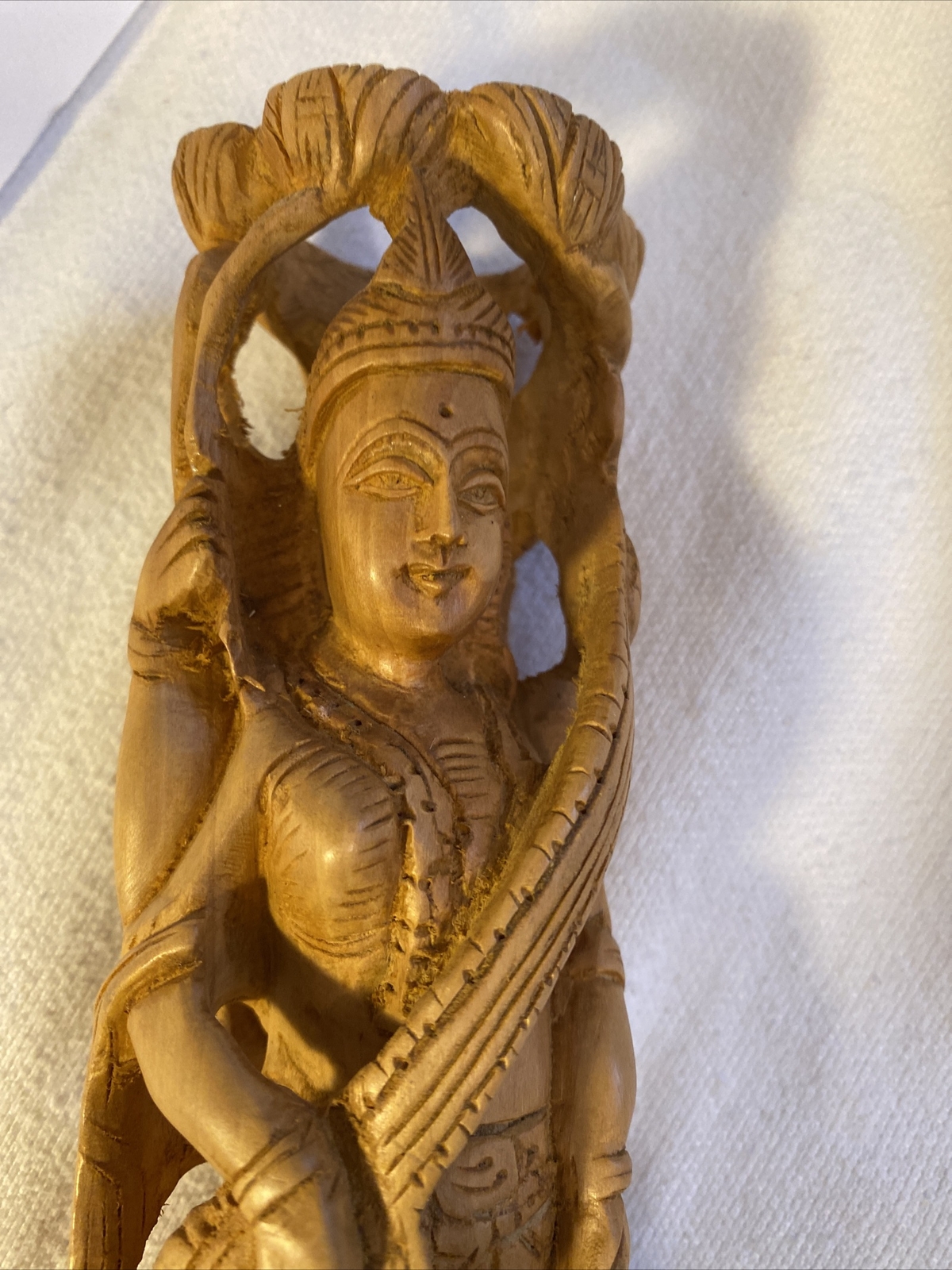 Vintage Wood Carving Krishna Goddess Figure 7 Inches | eBay