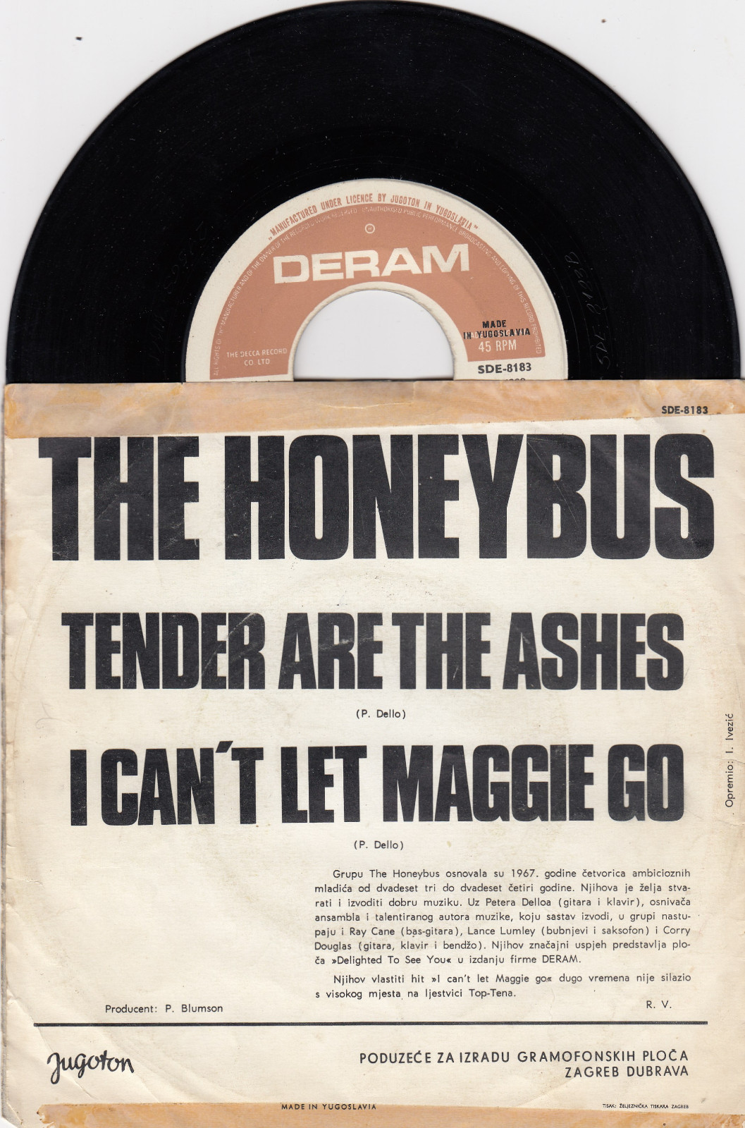 THE HONEYBUS I CAN'T LET MAGGIE GO 1968 VINYL RECORD YUGOSLAVIA PS 7 ...