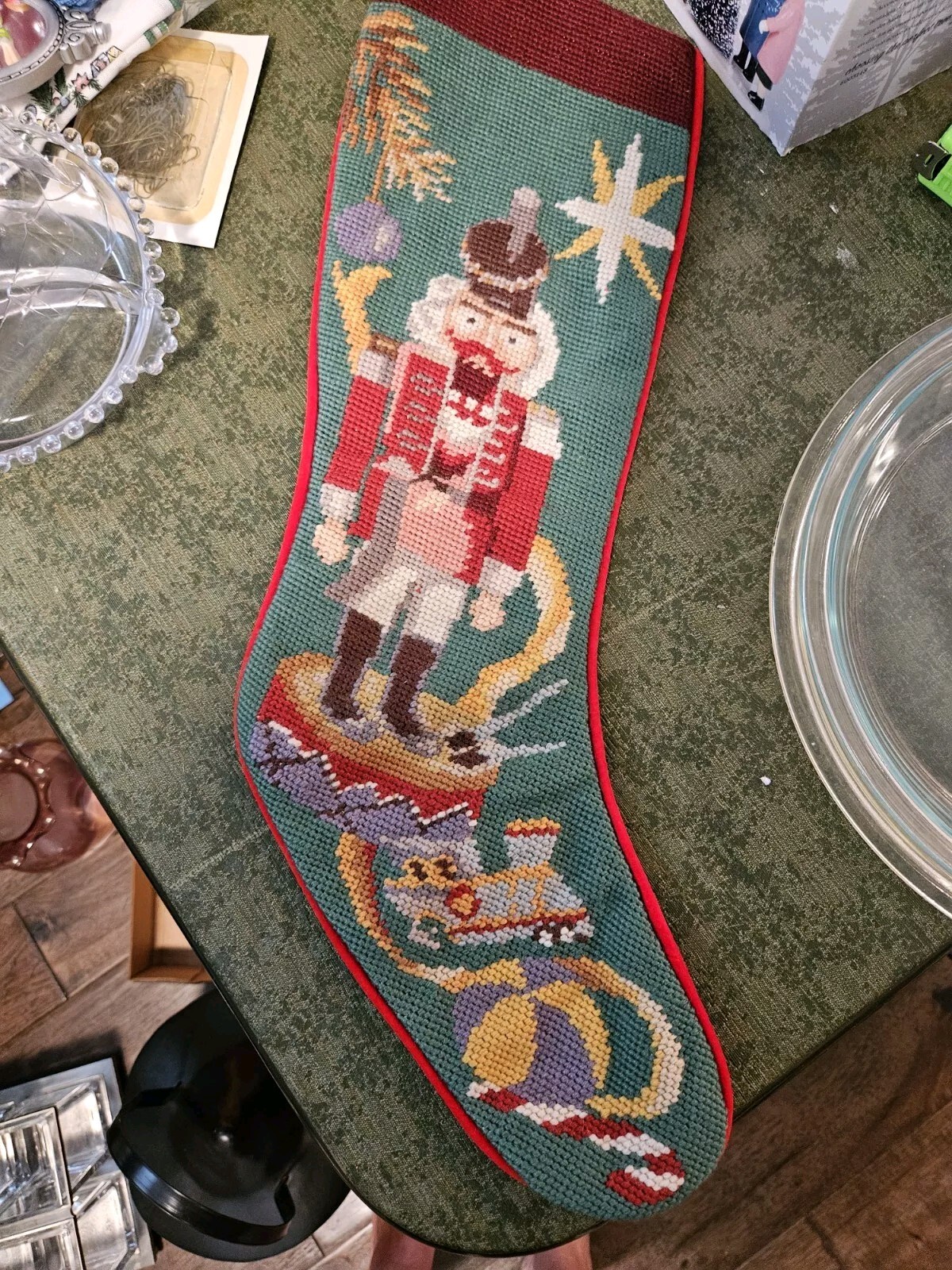 Vintage Needlepoint Handmade CHRISTMAS STOCKING Nutcracker | eBay