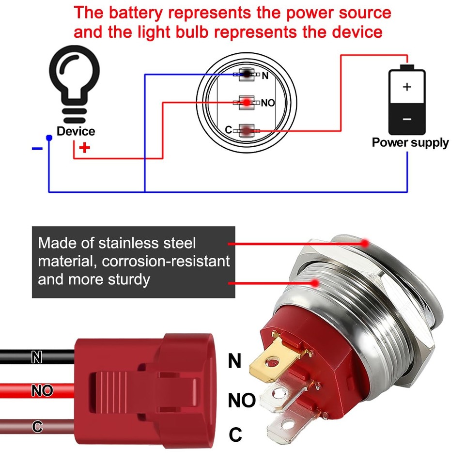 3 Pack ON Off Round Rocker Switches with Wire Socket 3 Pin 12V AC/DC ...