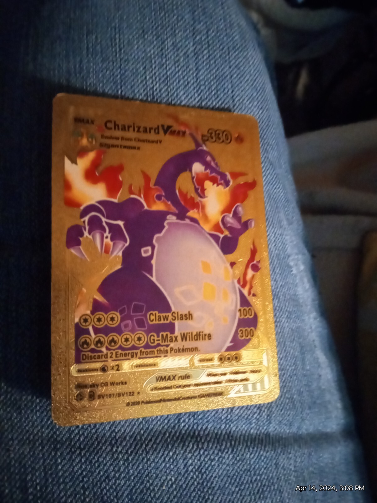 CHARIZARD VMAX GIGANTAMAX GOLD FOIL FAN ART DISPLAY POKEMON CARD SV107 ...