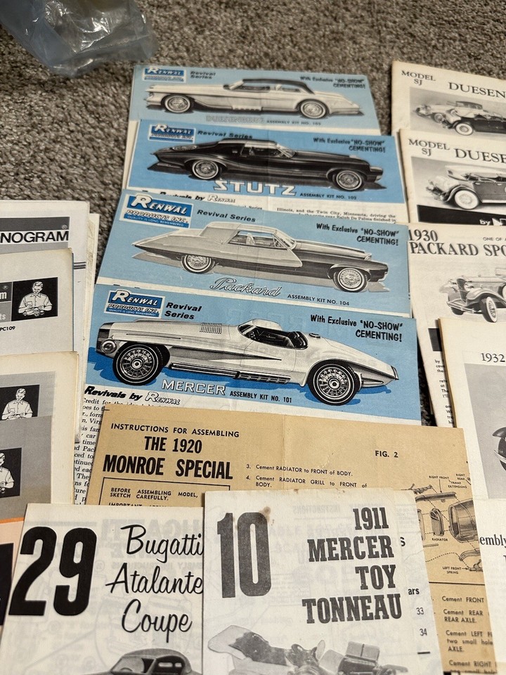 40 Vintage 1960’s+ Model Car Kit Instructions Hubley Renwal Monogram Pyro AMT ++ | eBay