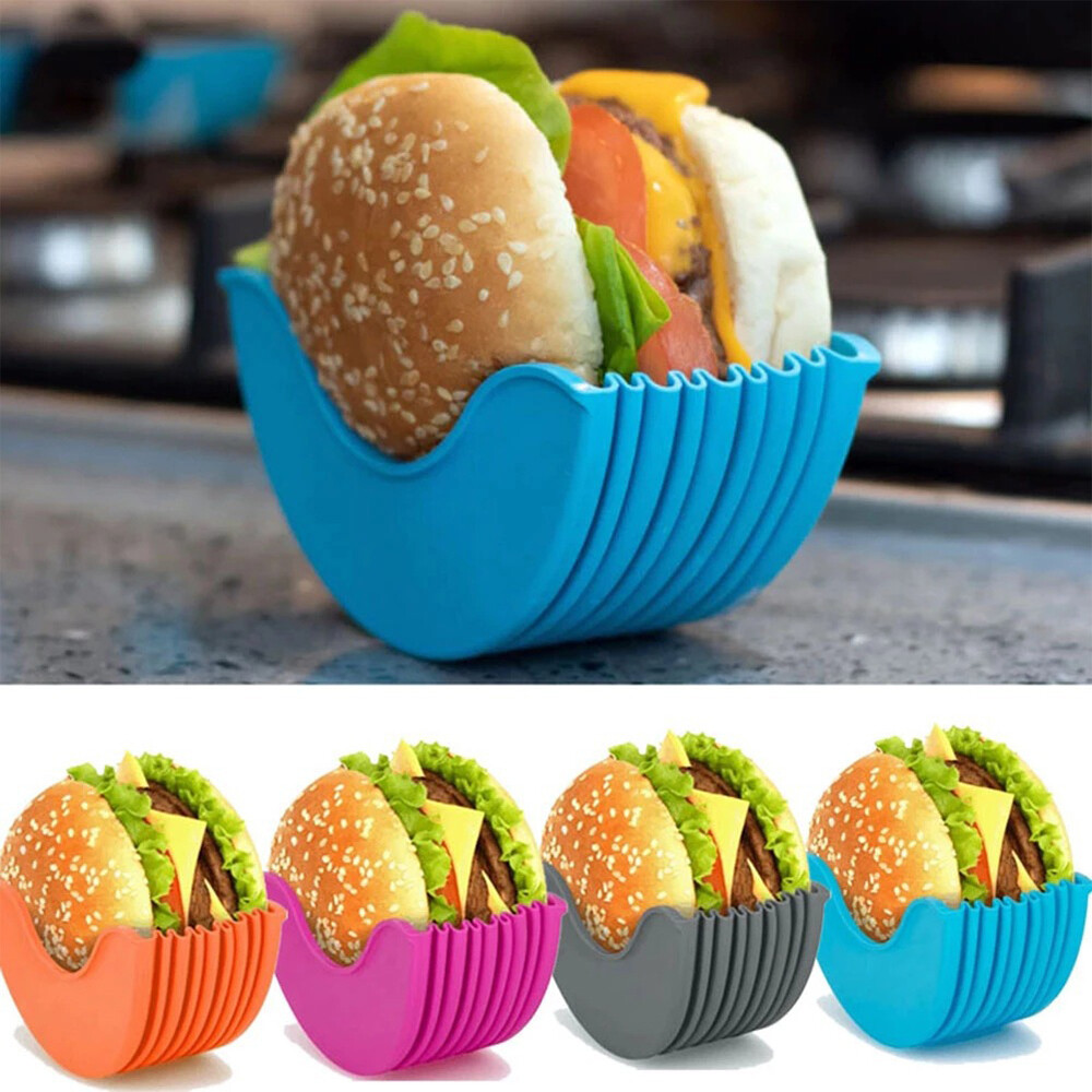 Retractable Burger Holder Silicone Reusable Burger Hamburger Holder Box ...