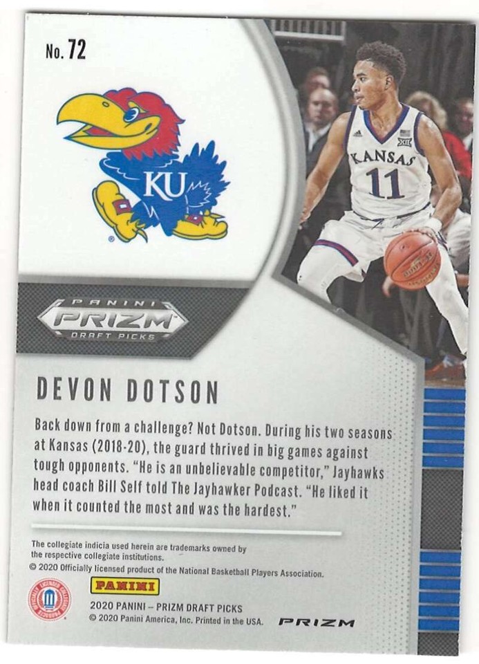 DEVON DOTSON 2020-21 Panini Prizm Draft Picks Red Ice #72 ROOKIE ID ...