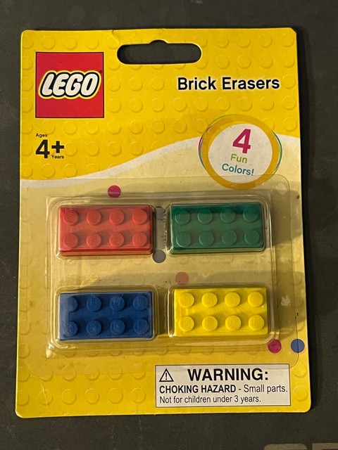 LEGO Brick Erasers 4 Colors Red Green Blue Yellow School Genuine ...