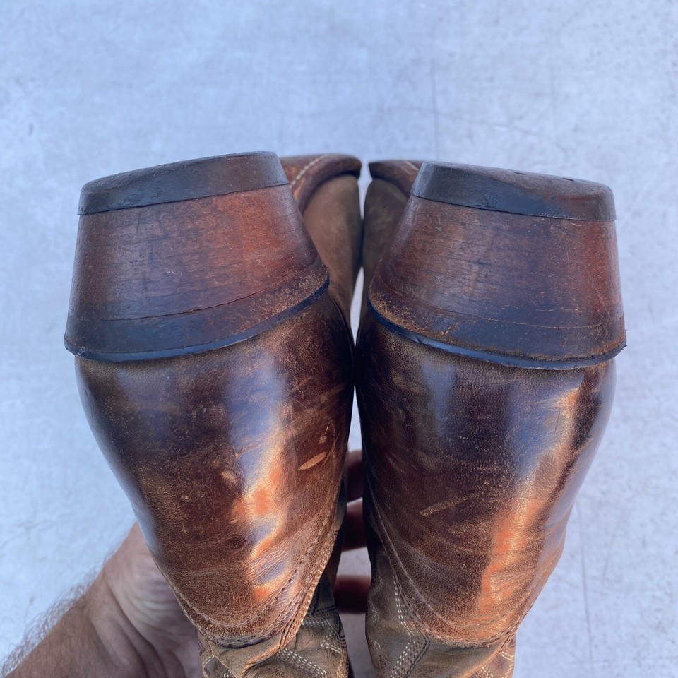 Boulet 1828 Brown Leather Cowboy Western Boots Mens Sz 9 Wide Made in Canada | eBay