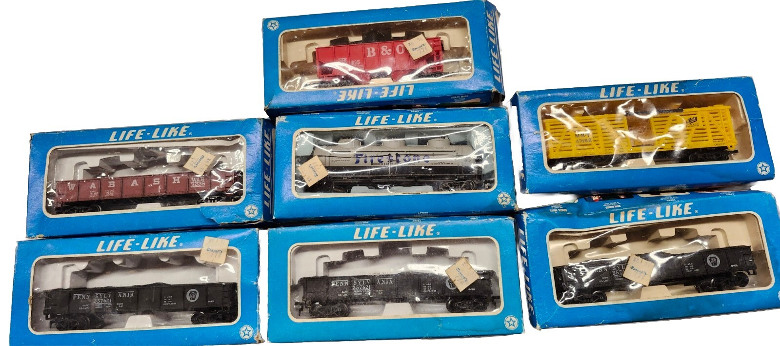 7 Lot Vintage HO Scale Freight Train Box Cars Untested Tyco Life Like ...
