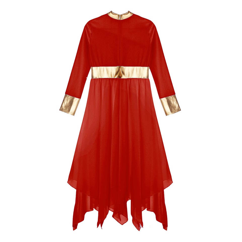 Girls Full Length Praise Dance Dress Liturgical Robe Long Sleeve ...