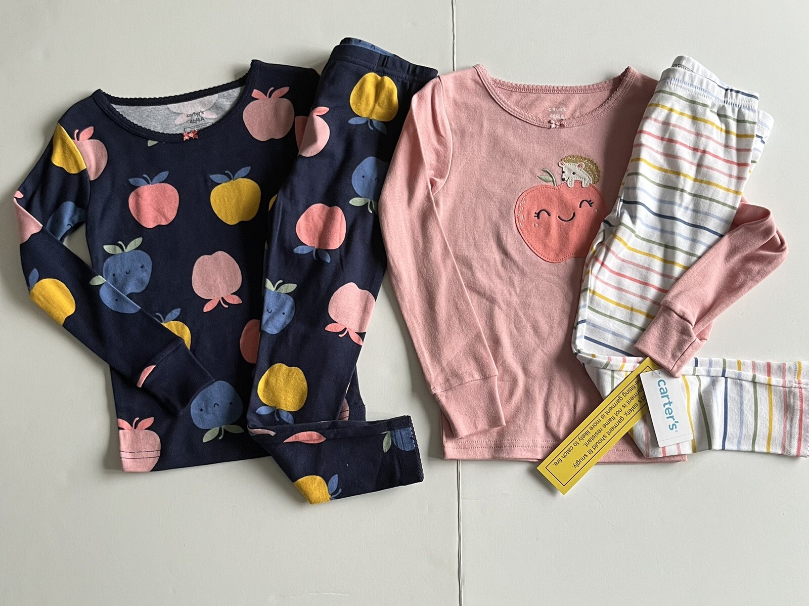 NWT GIRLS CARTER’S SZ 4T PAJAMAS PJs APPLES 4 PCs Set NEW | eBay