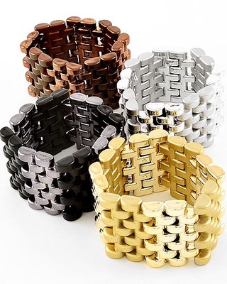 NEW Multi Tone Link Stretch Bracelet in Gold, Silver, Brown or Black | eBay