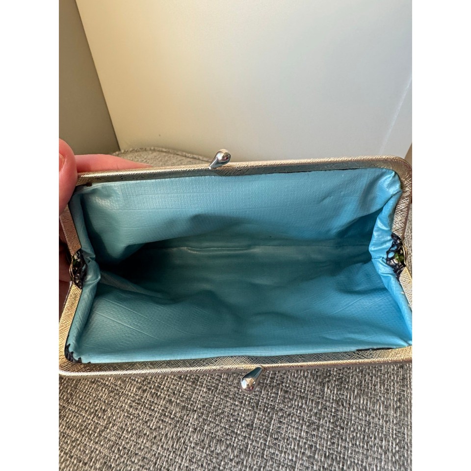 Vintage 1960s–70s Green Floral Clutch – Mod Graphic Print Kisslock Bag ...