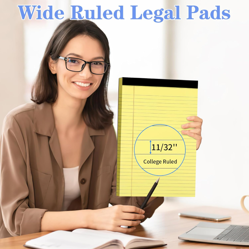 Yellow Legal Pads, 3 Pack Writing Pads 8.5 X 11 Inch, Micro Perforated ...