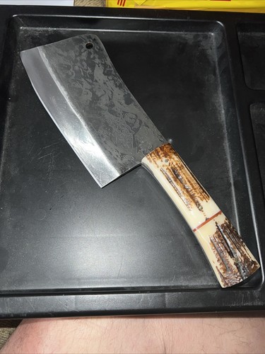 Meat Cleaver Hand Forged W/Case STAG Grips Razor Blade Full Tang Many ...