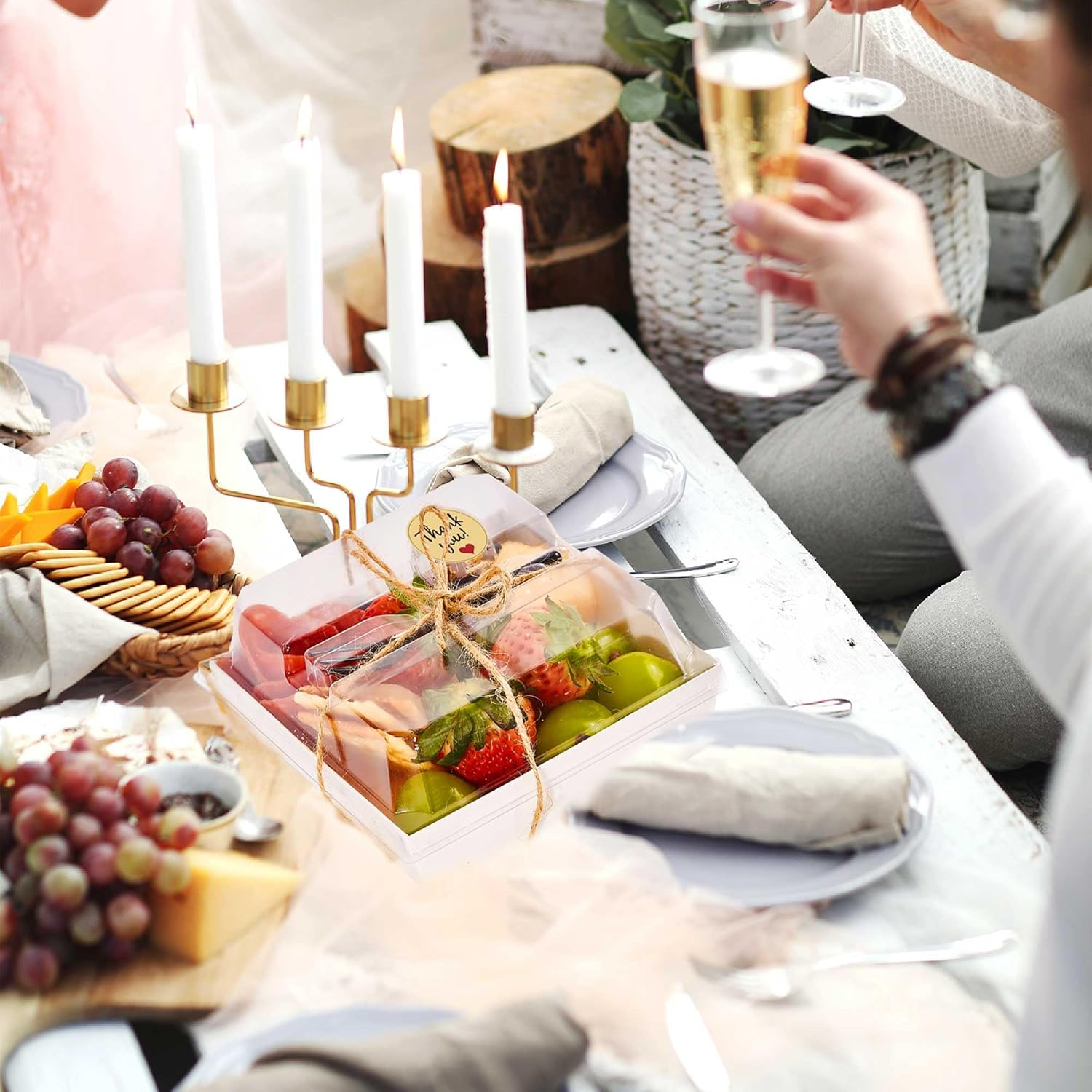 50 Pack Small Charcuterie Boxes with Clear Lids and Forks - to Go Paper ...