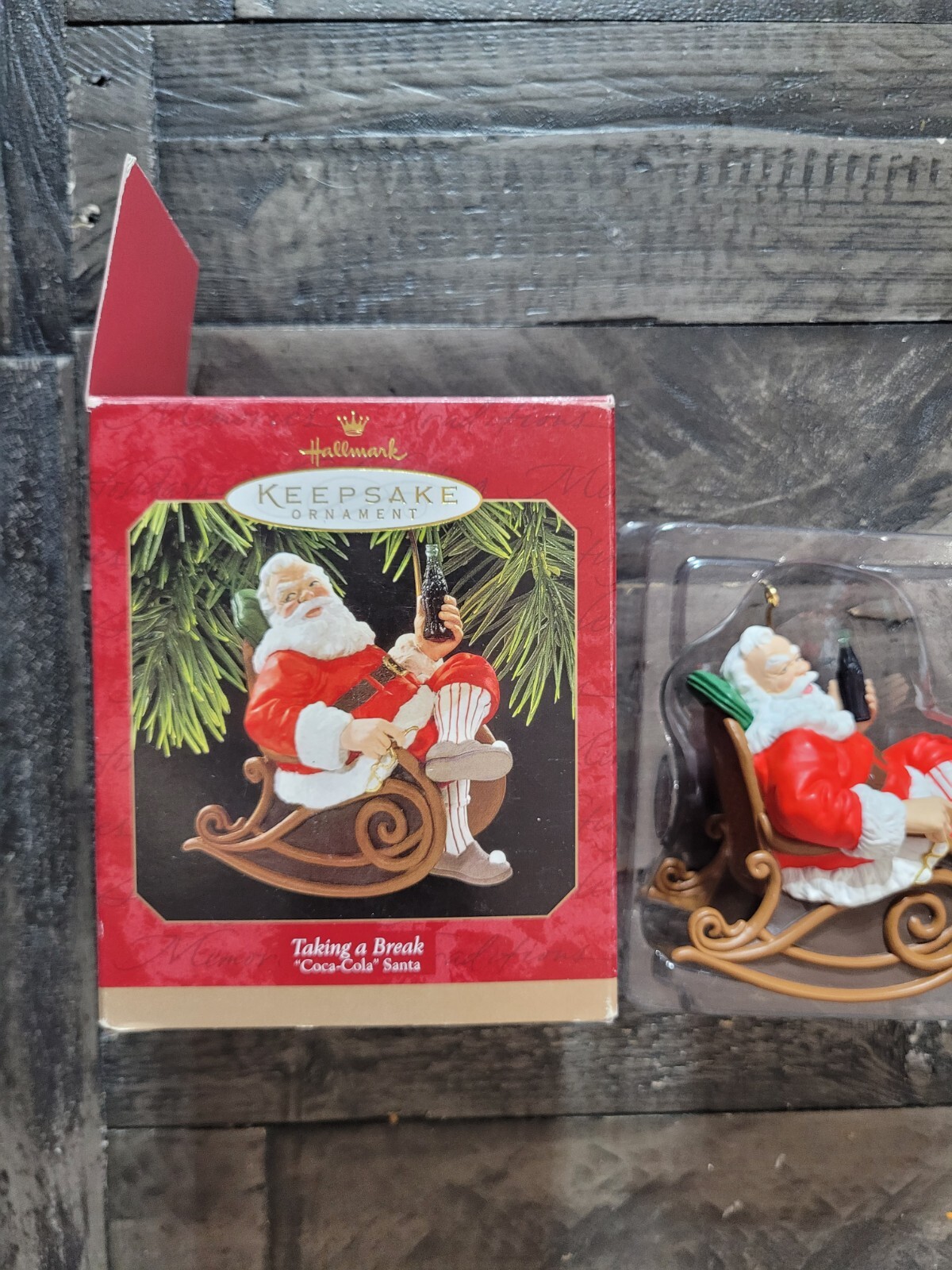 1997 Hallmark Coca-Cola Coke Santa Taking A Break Christmas Ornament ...