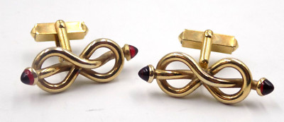 Vintage Men's SWANK 10k Rolled Gold Knotted Cufflinks with Ruby Red ...