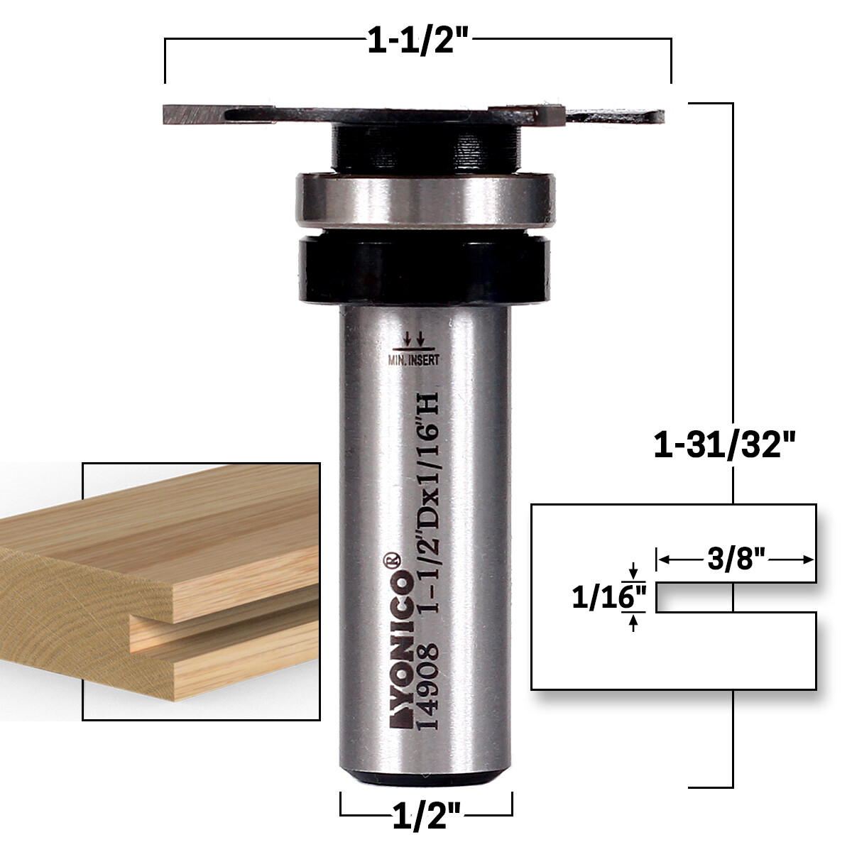 1/16" Top Bearing Slot Cutter Router Bit - 1/2" Shank - Yonico 14908 | eBay