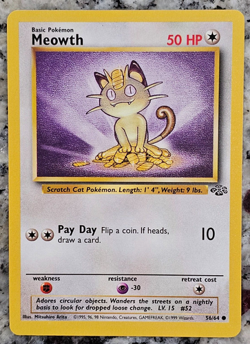 Meowth Gold Border Pokemon Card 56/64 Vintage 1999 RARE MINT BBB | eBay