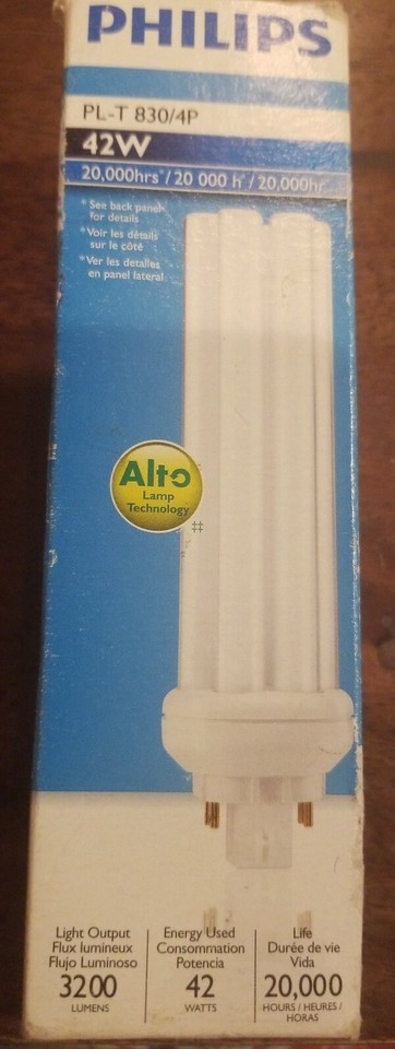 Philips 42W 4 Pin GX24q-4 Soft White Triple Tube CFL Bulb PL-T 42W/830 ...