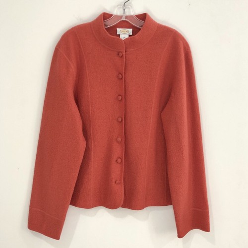 Vintage Talbots Orange 100% Wool Jacket Cardigan Button Front Long ...