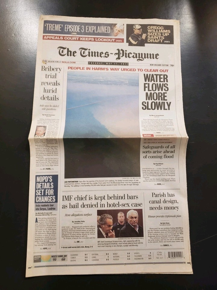 May 2011 Times Picayune Newspapers Spillway Opening & Flood Control New Orleans | eBay