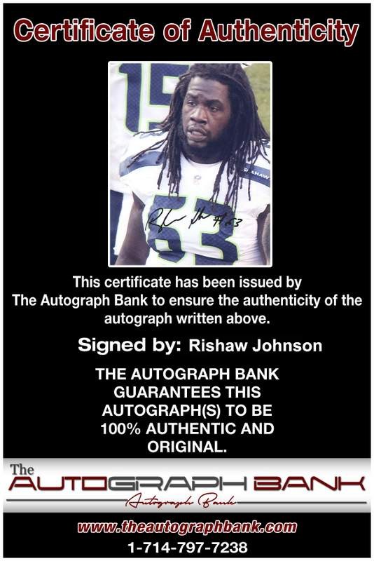 Rishaw Johnson signed NFL football 8x10 photo W/Cert Autographed 26 | eBay