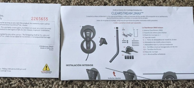 Antennas Direct ClearStream 2MAX Indoor Outdoor TV Antenna, UHF VHF ...