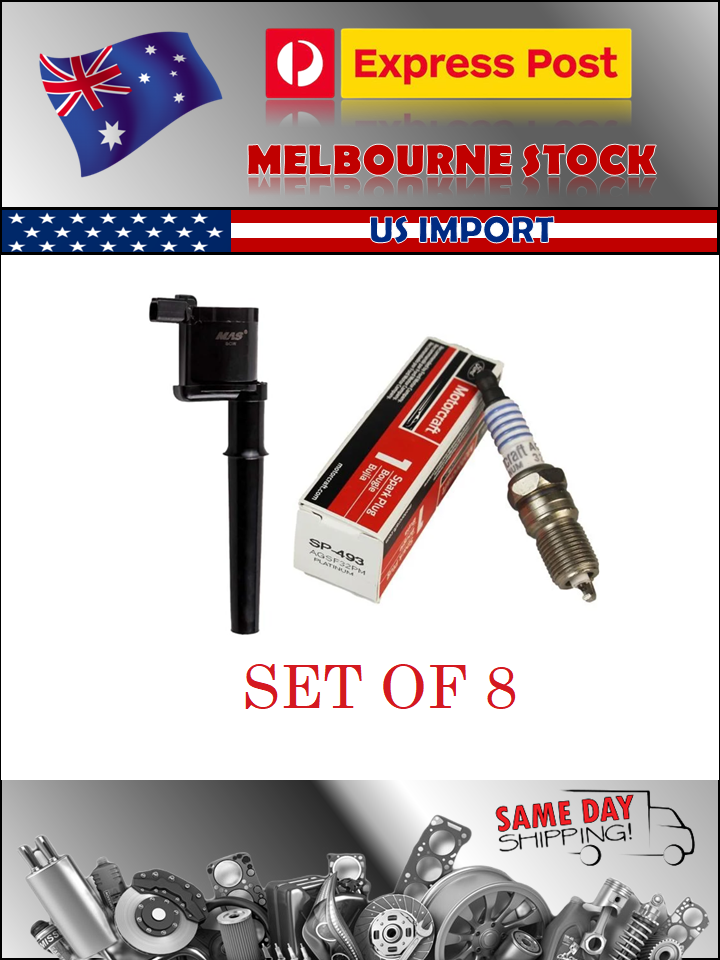8 Ignition Coil & Spark Plug for Ford Falcon XR8 BA & BF V8 5.4L BOSS ...