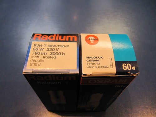 Osram Halogen Halolux Ceram 64469 AM | Radium RJH-T Matt 60W B15d Long ...