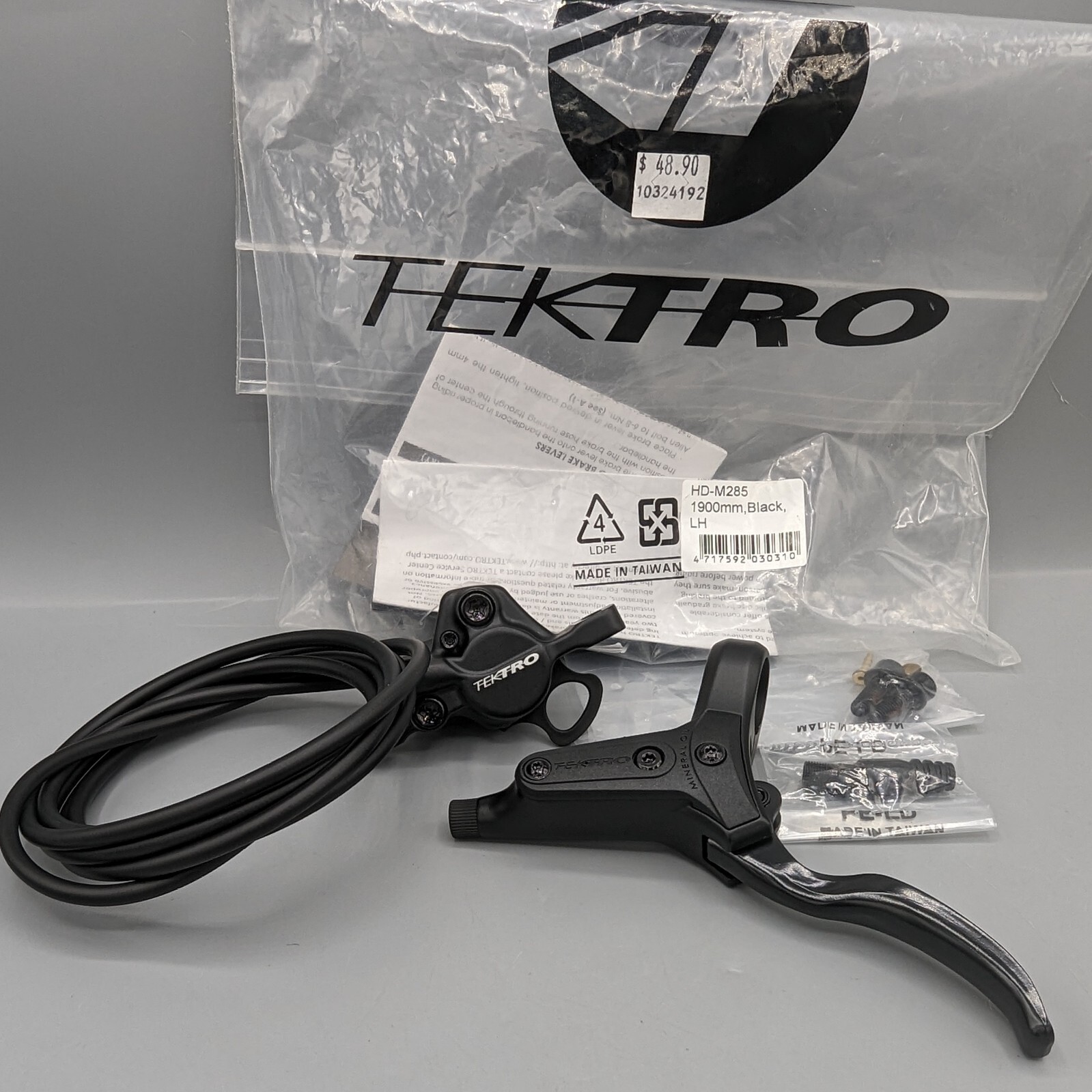 TEKTRO Hd-m285 Disc Brake and Lever - Front Hydraulic Post Mount Black ...