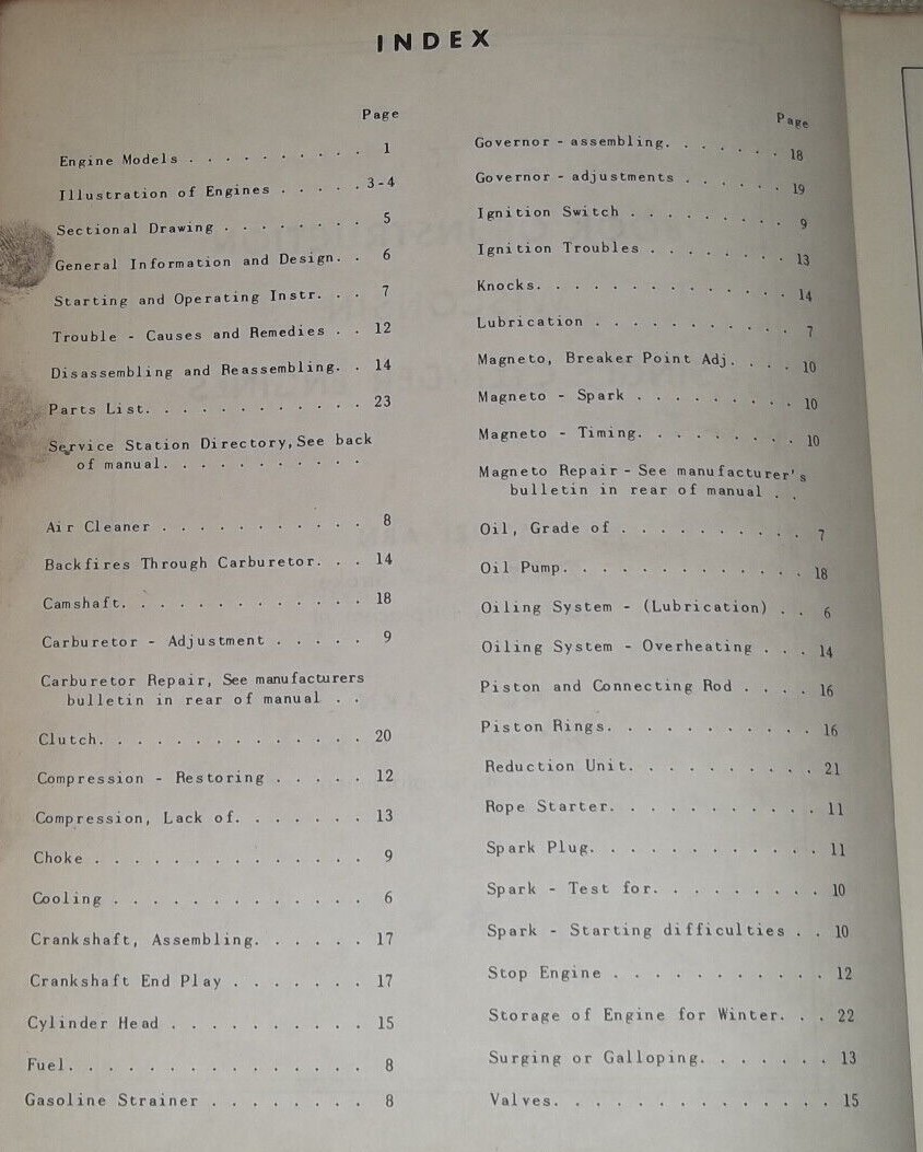 WISCONSIN ABN AKN ENGINE INSTRUCTION & PARTS MANUAL BOOK CATALOG | eBay