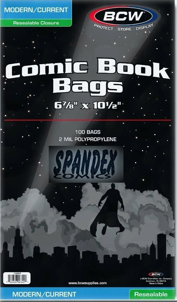 100 BCW 2-Mil Current Resealable Bags & E. Gerber Comic Acid Free 24PT ...