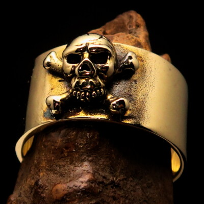 JOLLY ROGER MENS PIRATE BAND RING CROSSED BONES SKULL SIZE 14 - SOLID ...