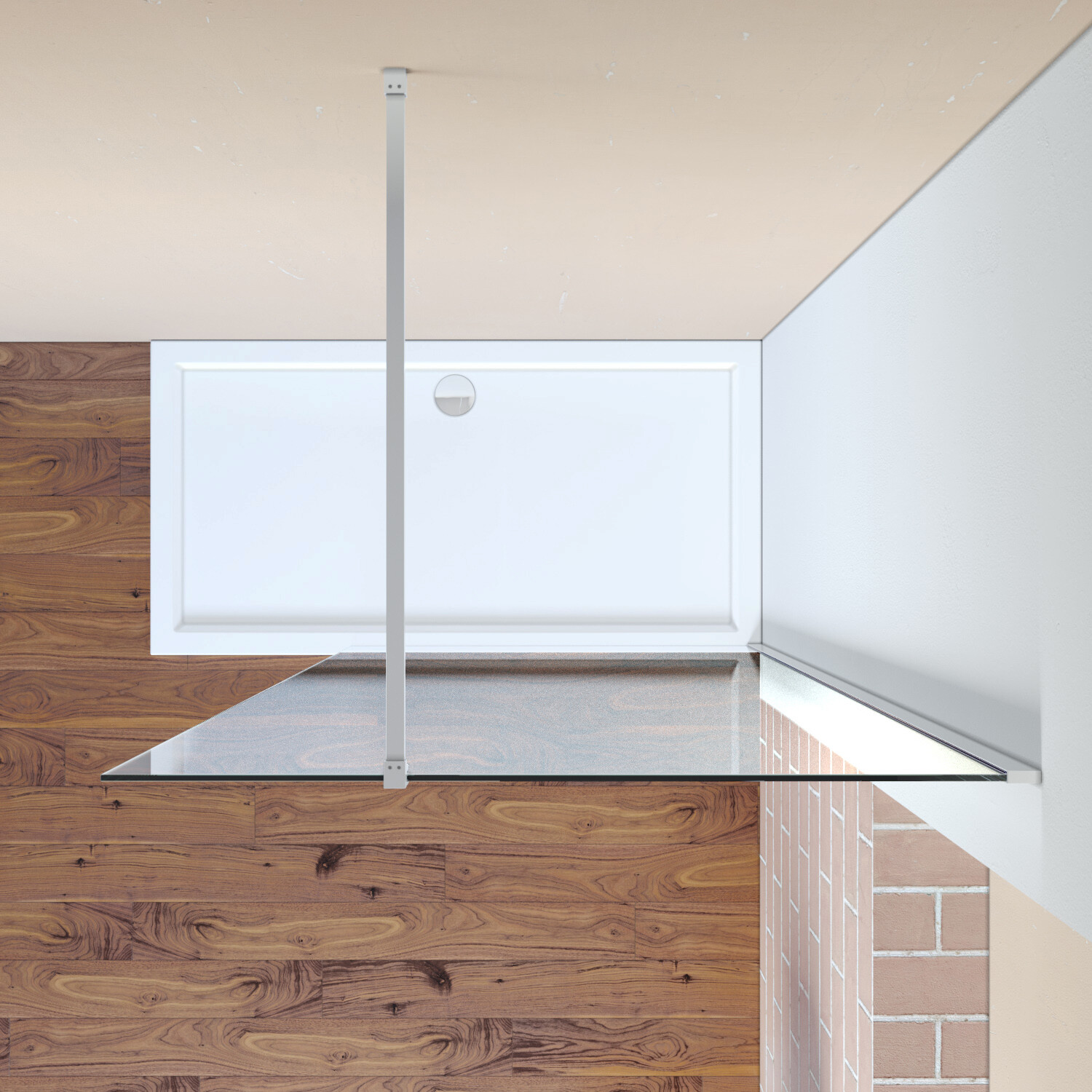 Walk In Shower Screen And Tray Wet Room Tempered Glass Cubicle ...