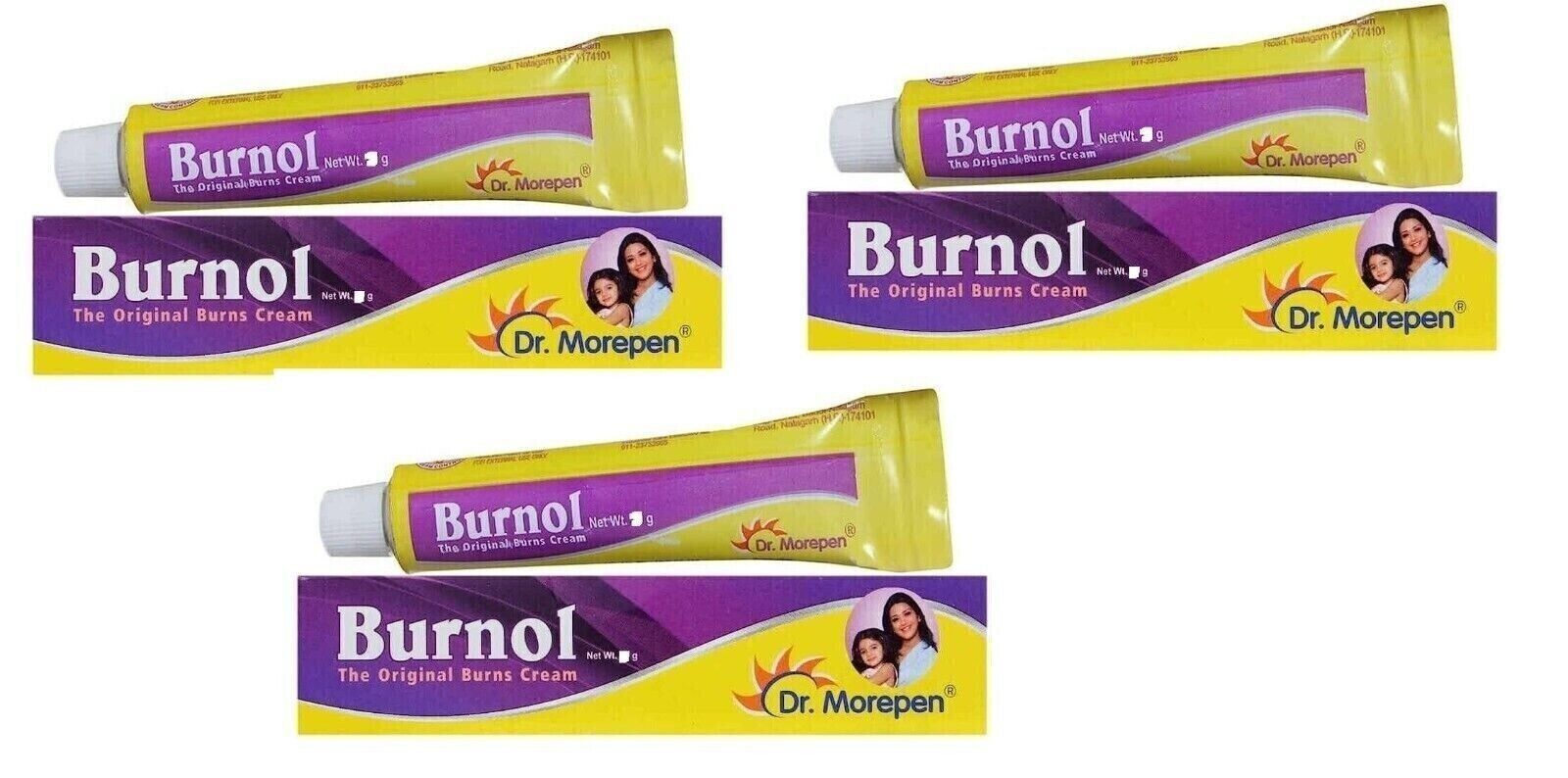 BURNOL ANTISEPTIC CREAM (15GM X3 )BURN INJURIES MINOR CUTS WOUND ...