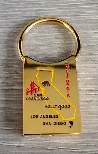 Vintage California Hollywood Bear Keychain Solid Brass Gold Plated NOS ...