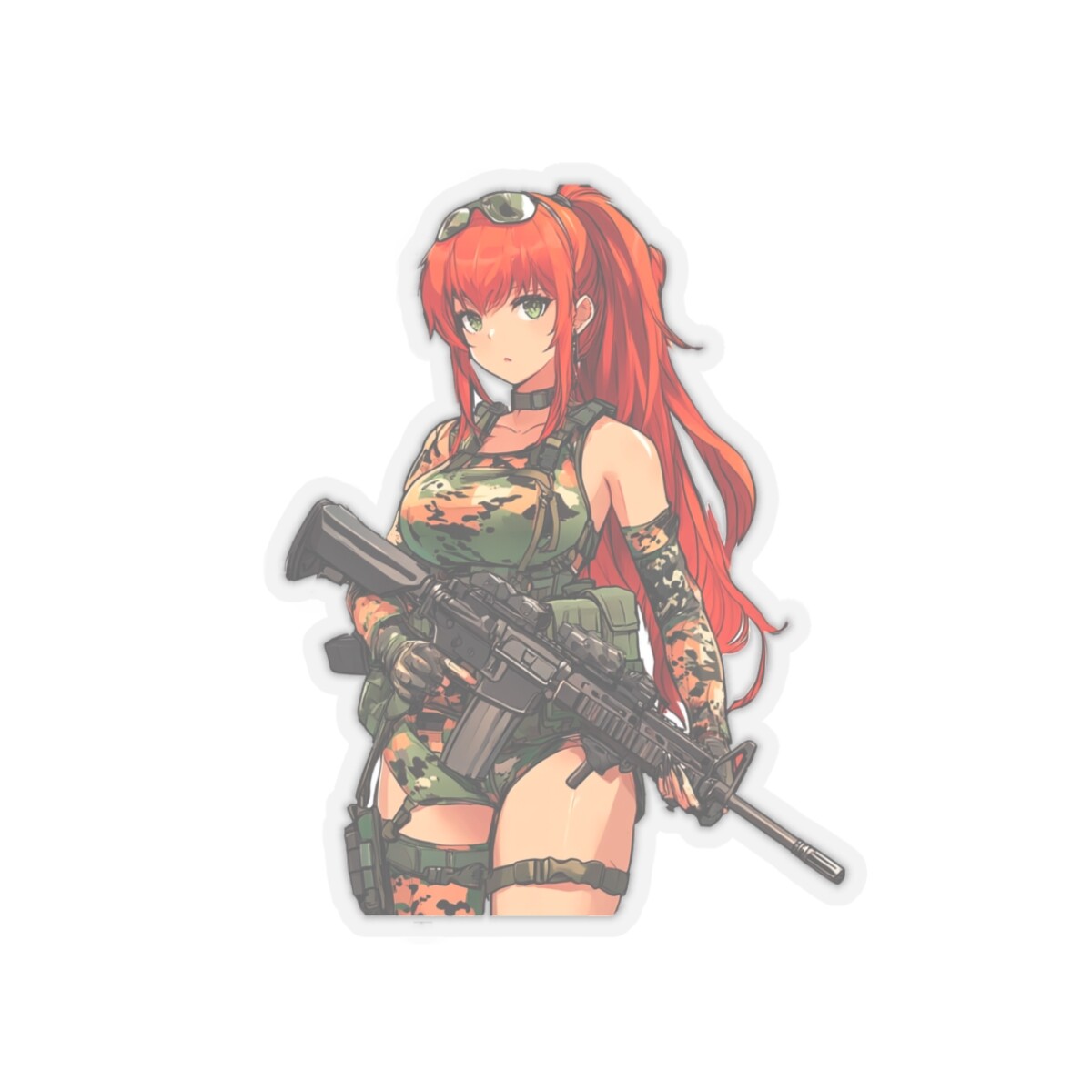Military Stickers Sexy Anime Waifu Ginger Girl Model Rifle Gun Shooter ...