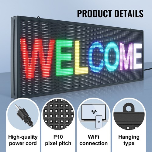 Programmable LED Display Board, Full Color Scrolling Sign for Business ...