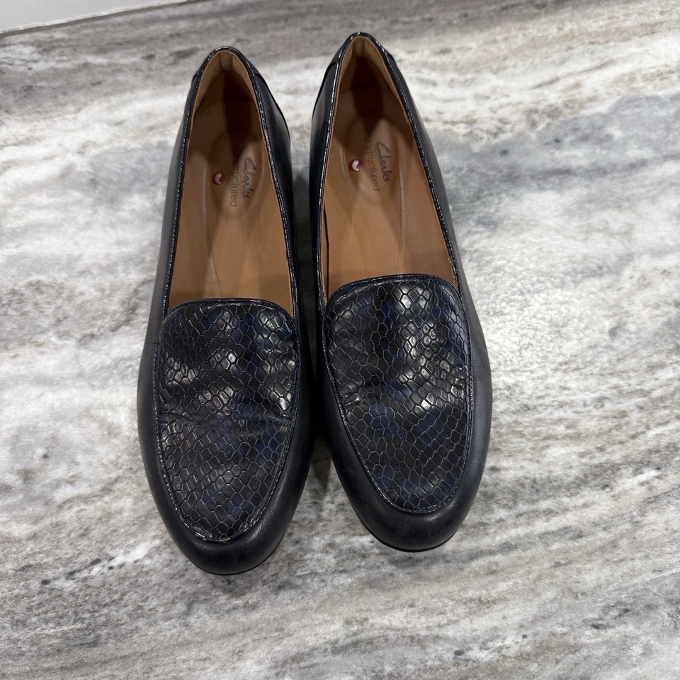 Clarks Unstructured Women’s 7 Black Leather Loafers Comfort Slip-On | eBay